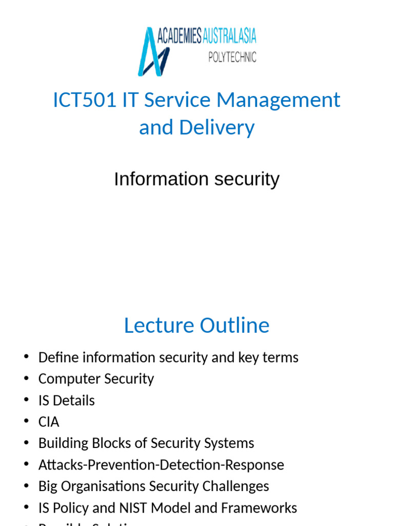 9 Week 9 - ICT501 Information Security | PDF | Security | Computer Security