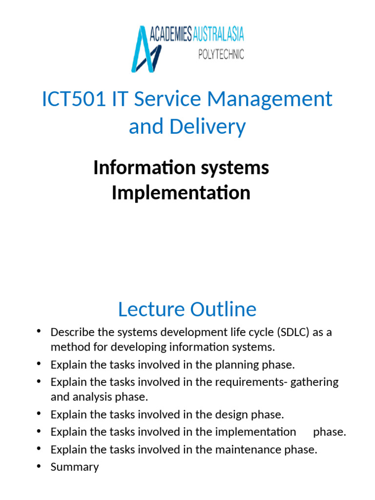 7 Week 7 - ICT501 Information Systems Development and Implementation | PDF | Information ...