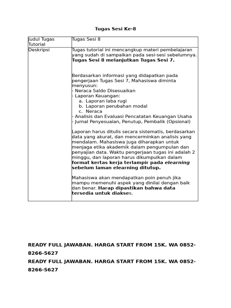 Tugas 8 - Lab Pengantar Akuntansi | PDF