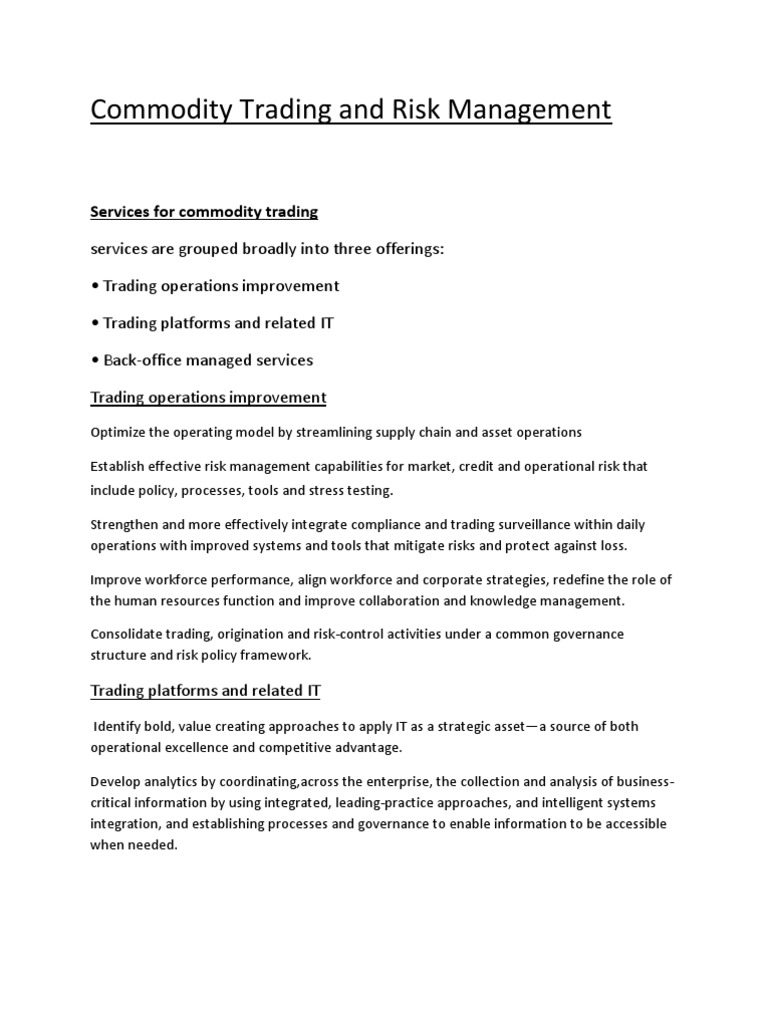 Commodity Trading & Risk Services | PDF | Risk Management | Risk