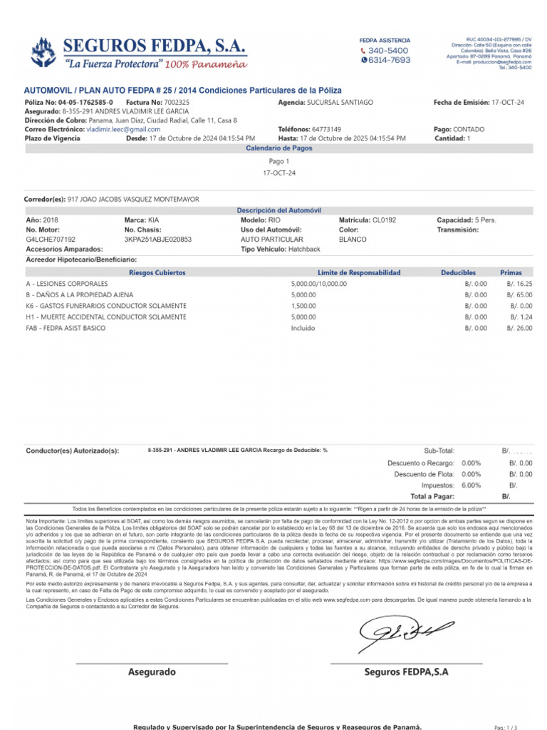 Póliza de Auto1 | PDF