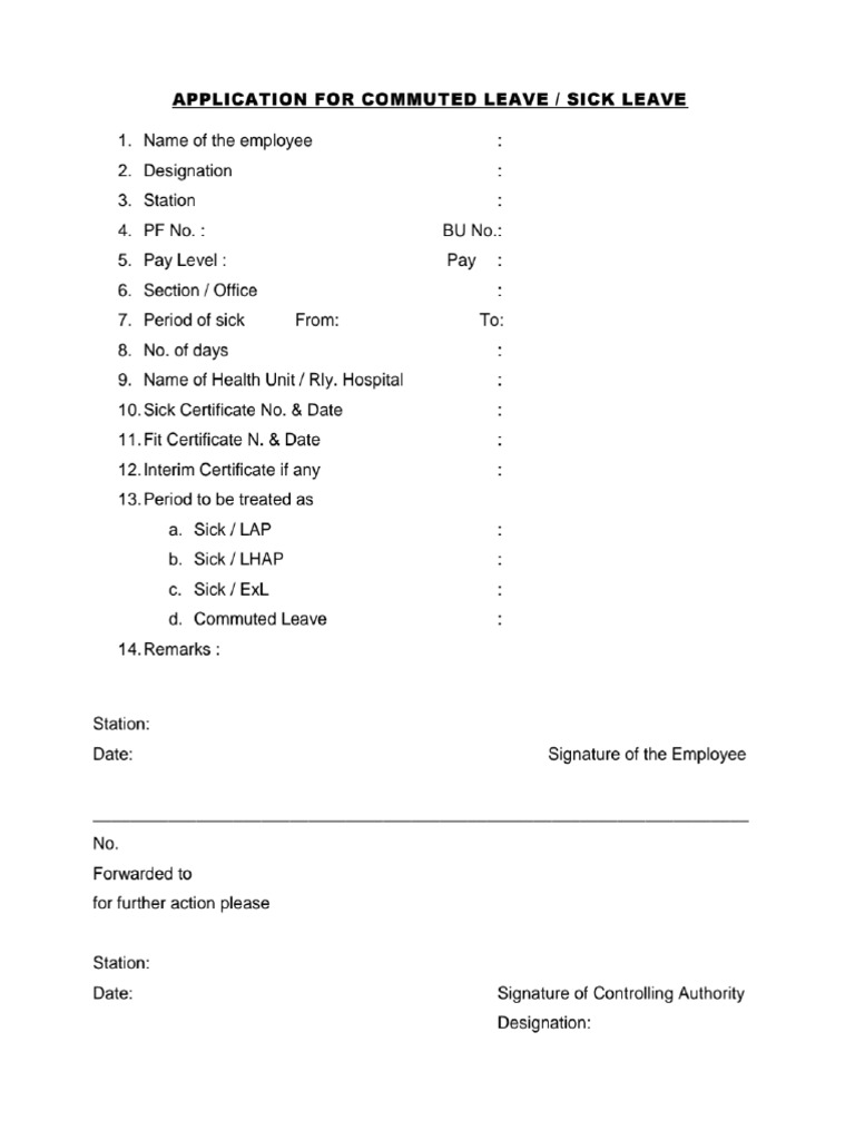 Application For Commuted Leave. | PDF