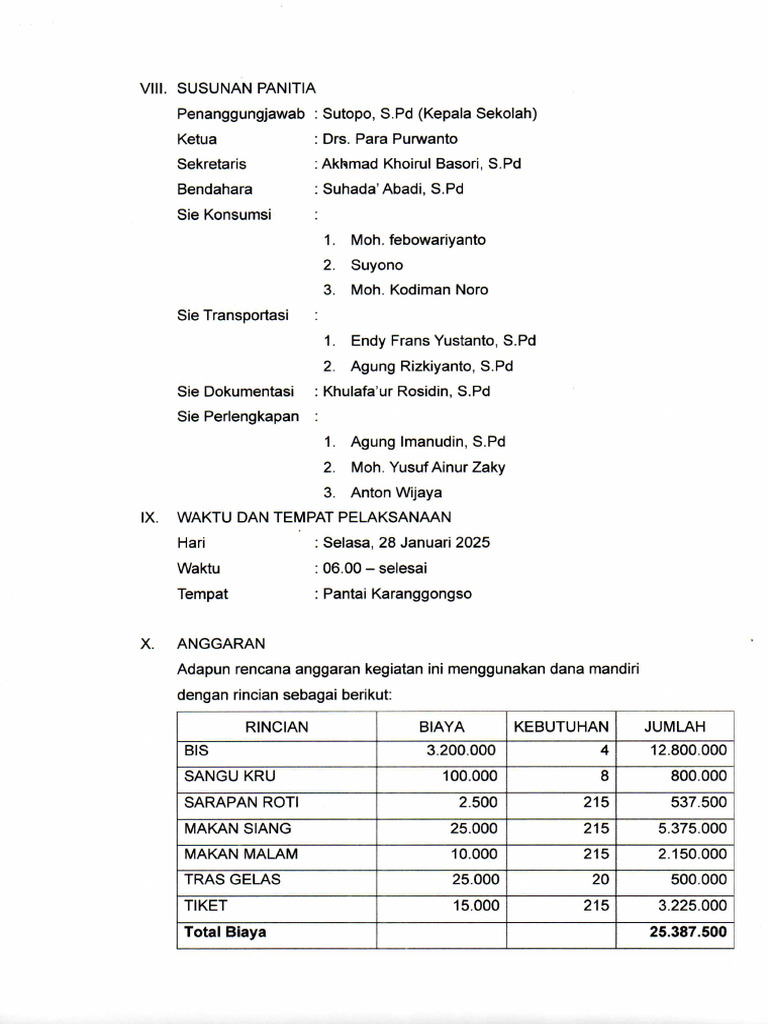 Proposal Rekreasi SMP3 | PDF