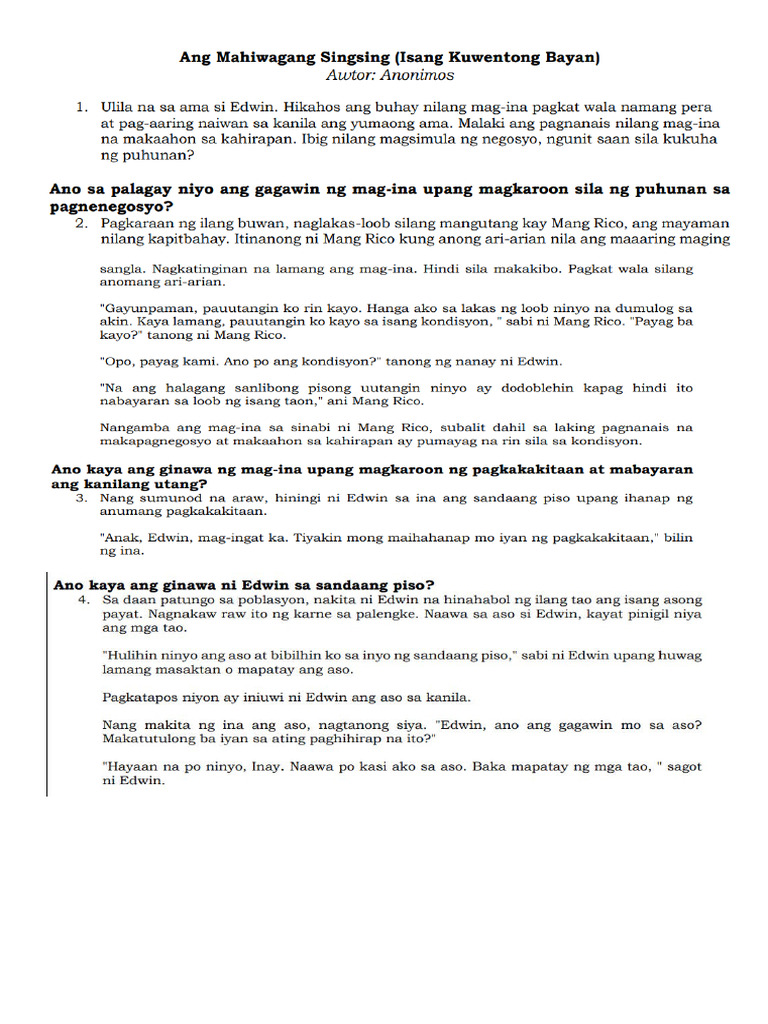 Filipino - Kwentong Bayan | PDF