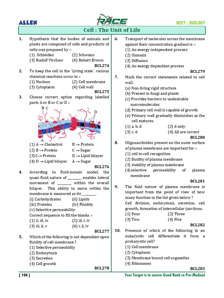 Pre-Medical Cell Biology Quiz Questions | PDF | Endoplasmic Reticulum ...