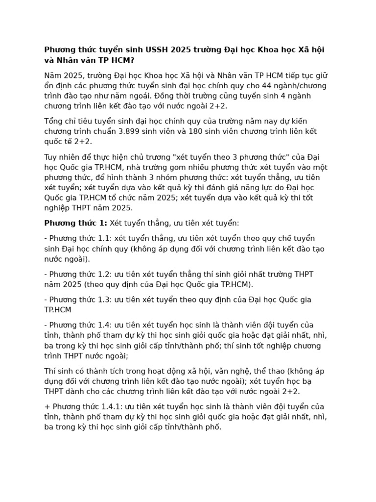 Phương Thức Tuyển Sinh USSH 2025 Trường Đại Học Khoa Học Xã Hội Và Nhân ...