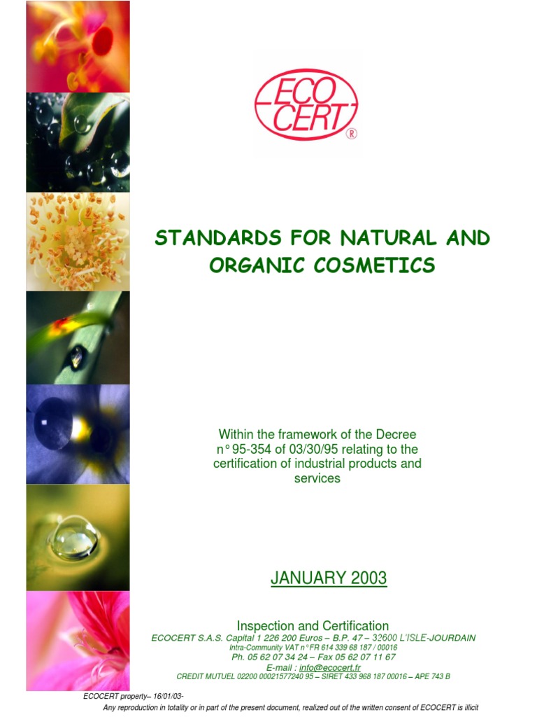 Standards For Natural and Organic Cosmetics Ecocert English | PDF ...