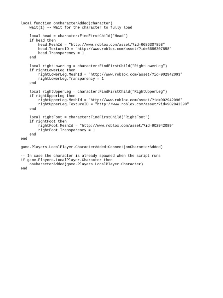 Roblox Headless Character Script | PDF