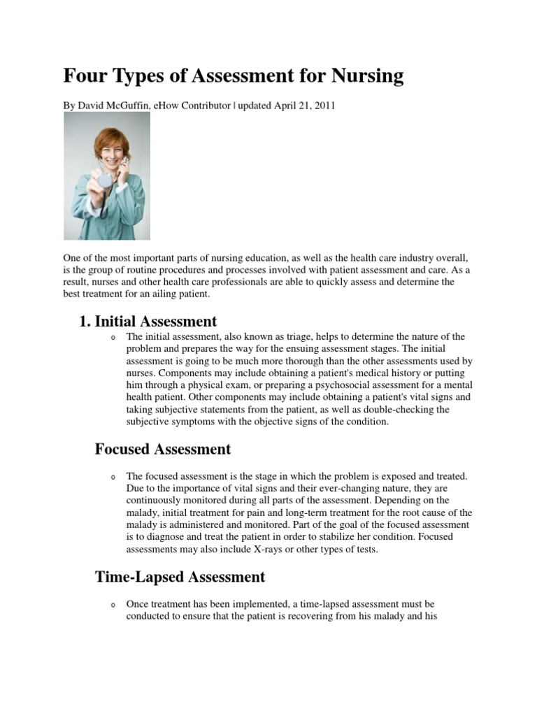 Four Types of Assessment For Nursing | PDF | Nursing | Educational ...