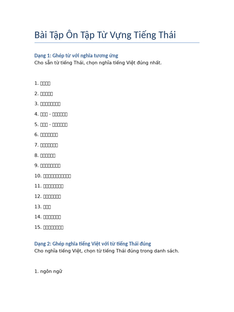 Bai Tap On Tap Tu Vung Tieng Thai Pdf