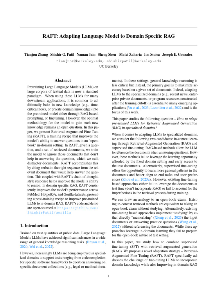 RAFT RAG Cum Fine Tuning | PDF | Learning | Machine Learning