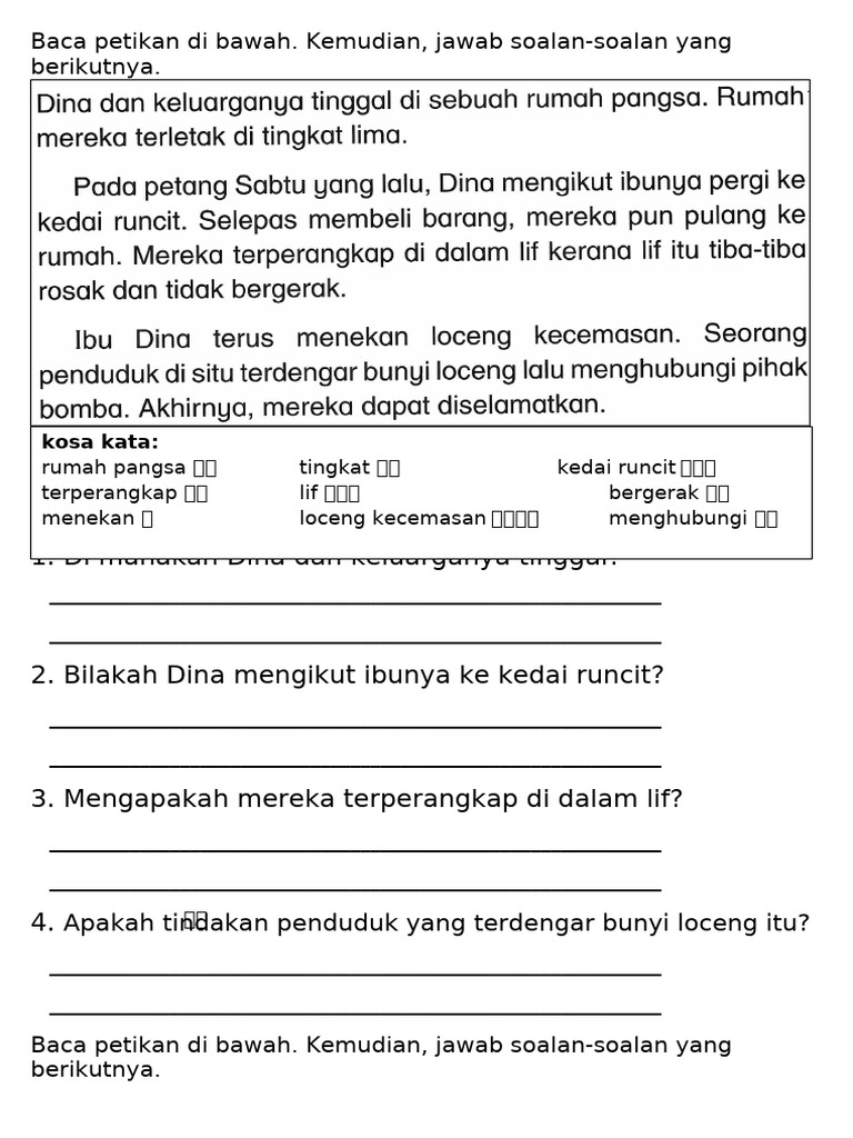 Petikan Kefahaman - Latihan 1 | PDF