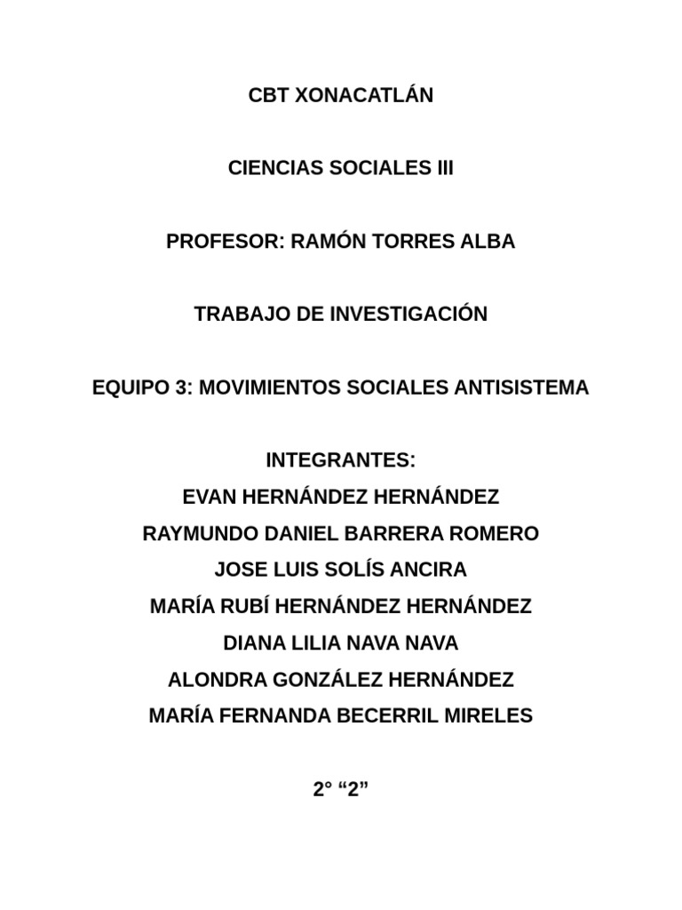 Investigación Movimientos Antisistema | PDF | Pacifismo | Feminismo
