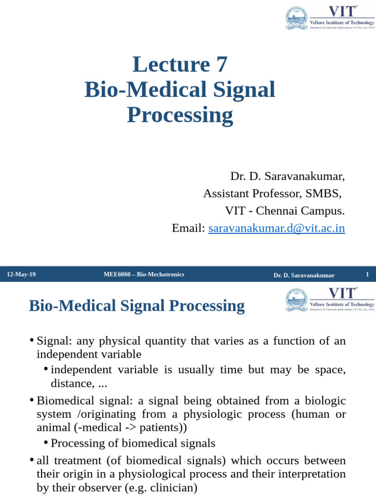 Lecture 7 - Bio-Medical Signal Processing | PDF | Digital Signal ...