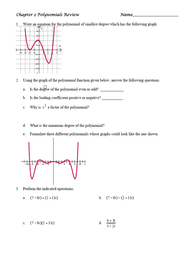 Chapter 2 Polynomials Review key | PDF | Zero Of A Function | Polynomial