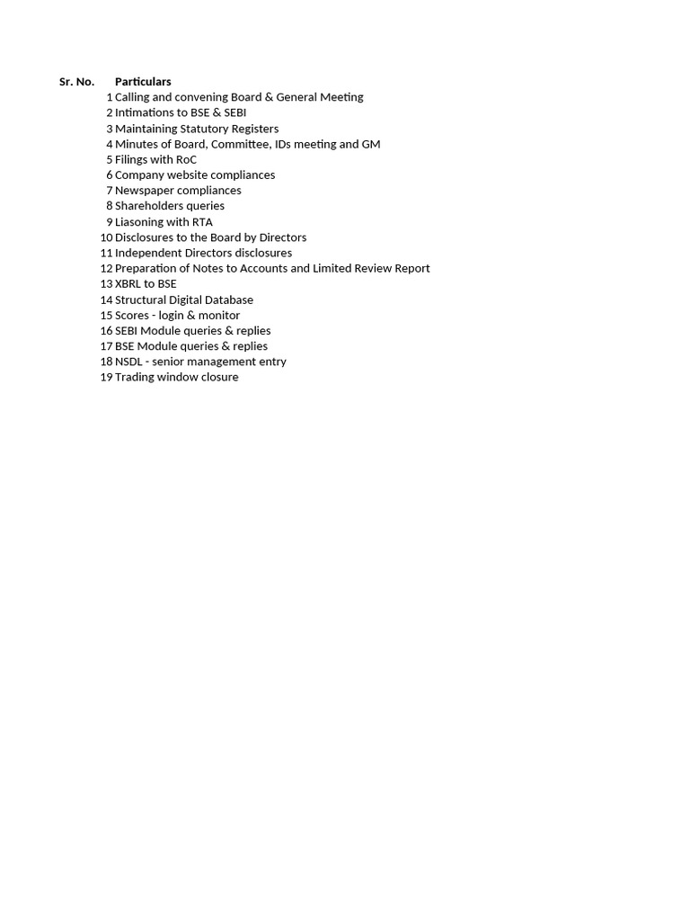 Company Secretary Functions | PDF