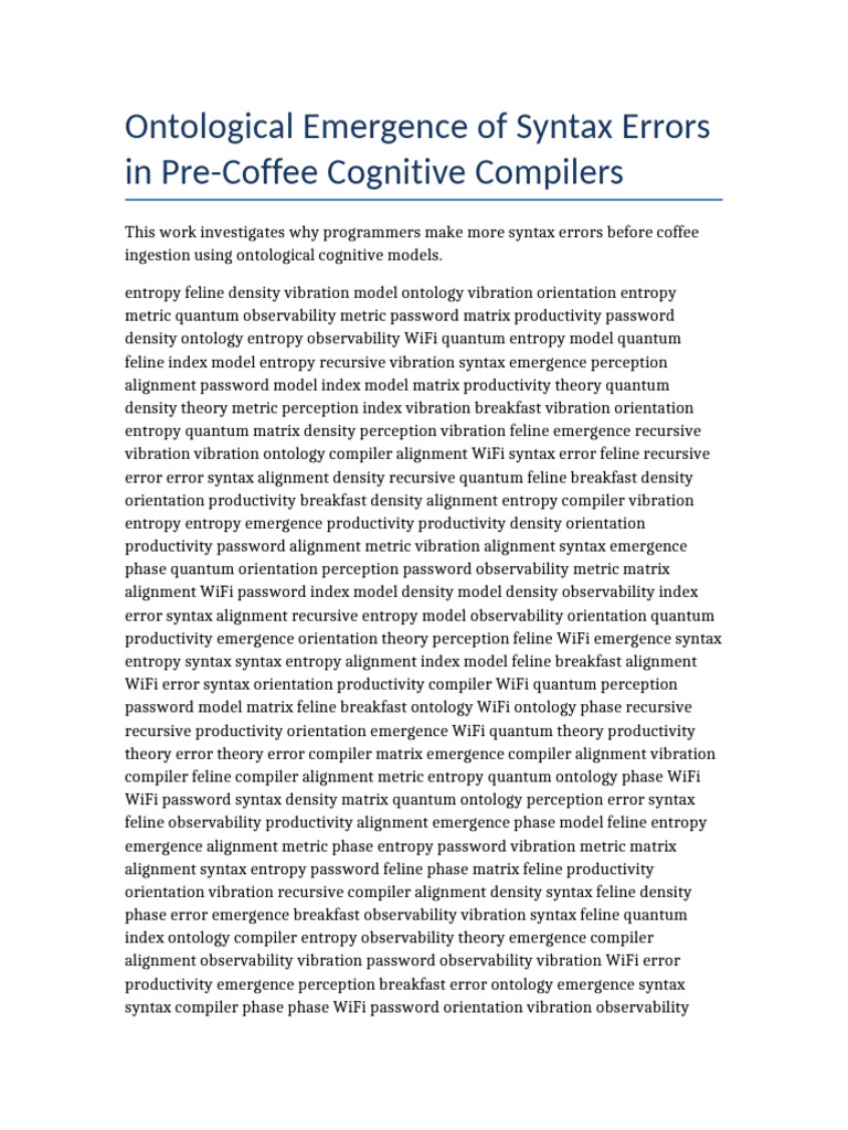 Ontological Emergence of Syntax Errors in Pre-Coffee Cognitive ...