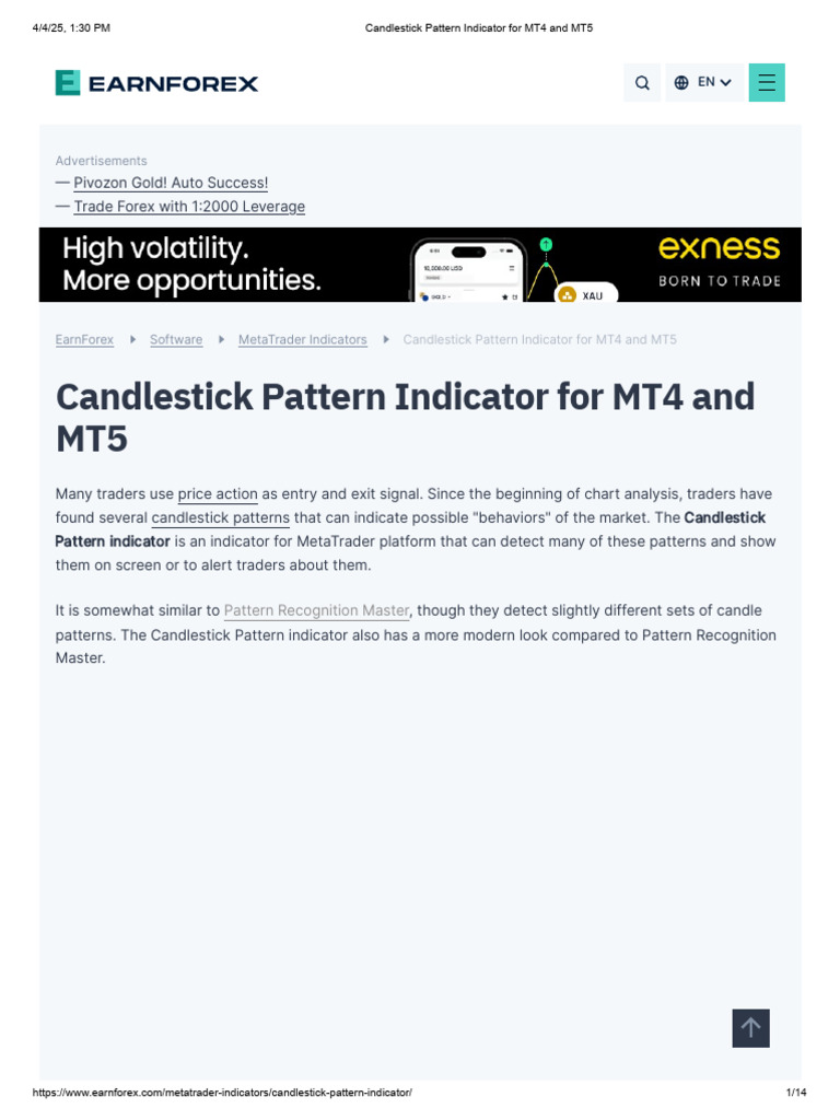 Candlestick Pattern Indicator For MT4 and MT5 | PDF | Foreign Exchange Market | Financial Markets