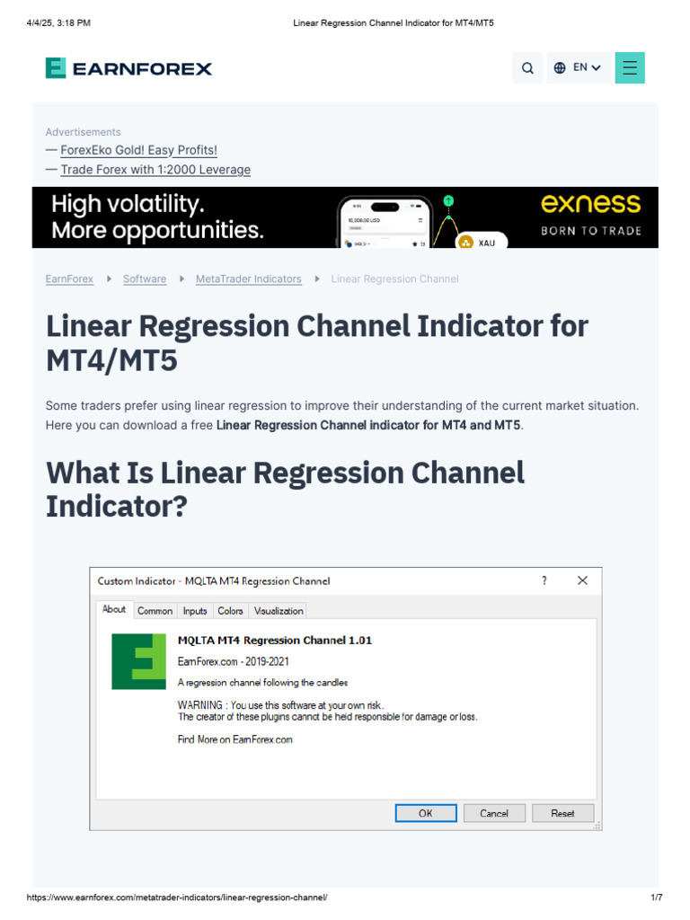 Linear Regression Channel Indicator For MT4 - MT5 | PDF | Foreign ...