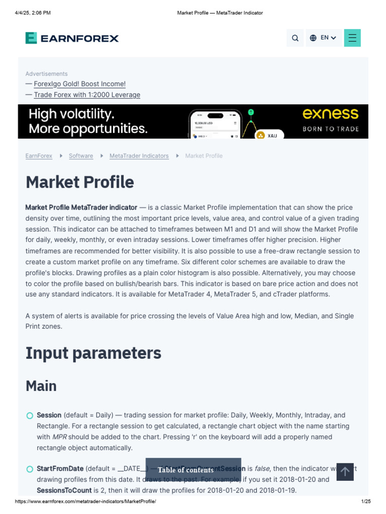 Market Profile - MetaTrader Indicator | PDF | Foreign Exchange Market | Parameter (Computer ...