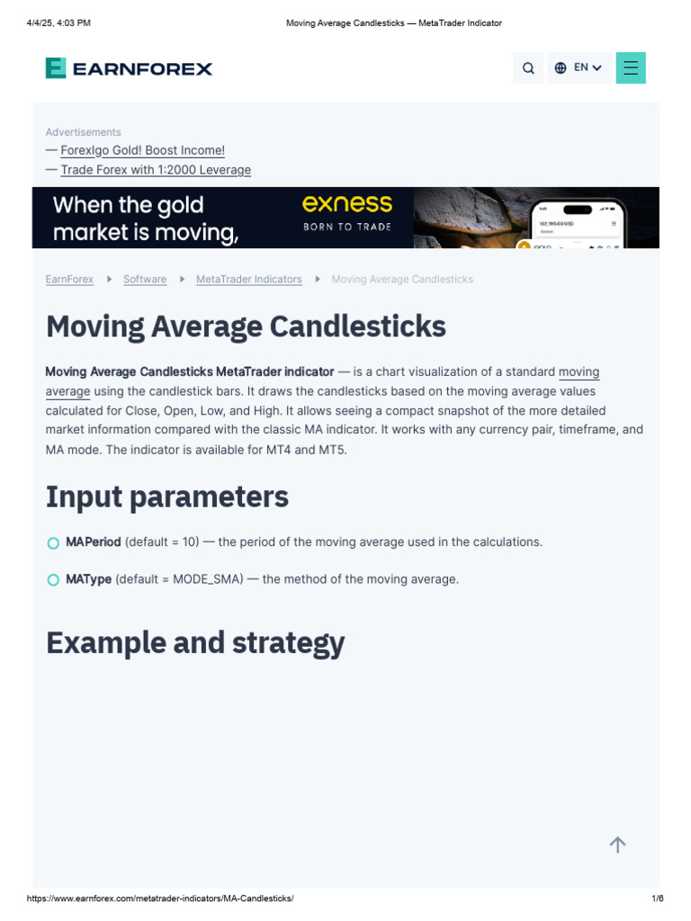 Moving Average Candlesticks - MetaTrader Indicator | PDF | Foreign ...