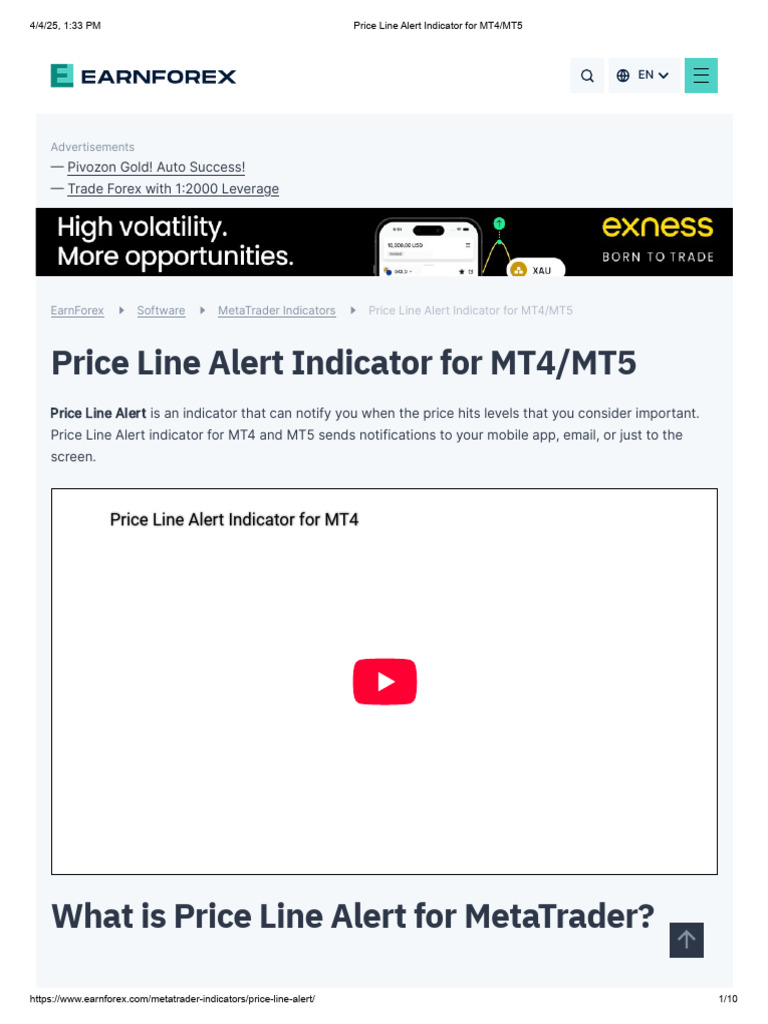 Price Line Alert Indicator For MT4 - MT5 | PDF | Foreign Exchange ...