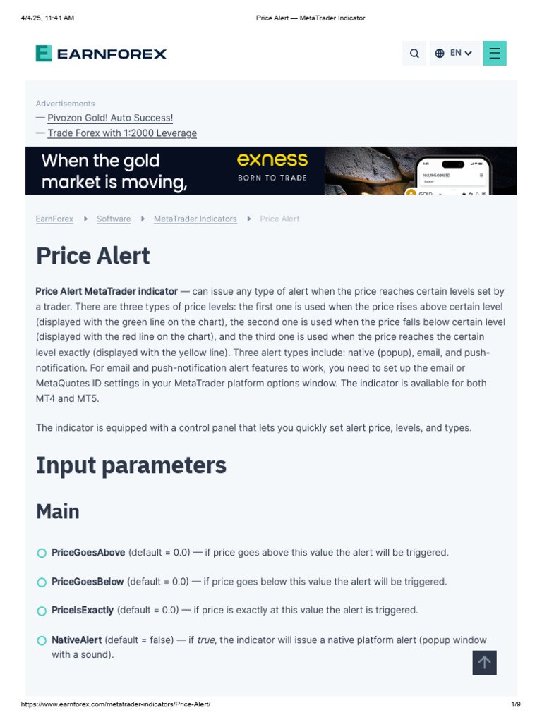 Price Alert Indicator for MT4/MT5 | PDF | Foreign Exchange Market ...