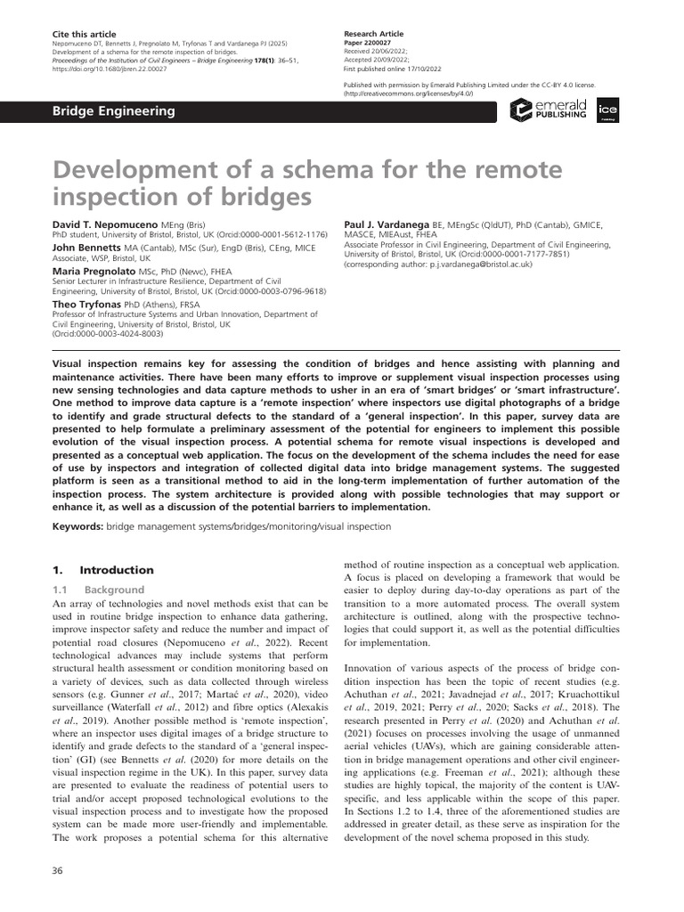 Nepomuceno Et Al 2022 Development of a Schema for the Remote Inspection ...