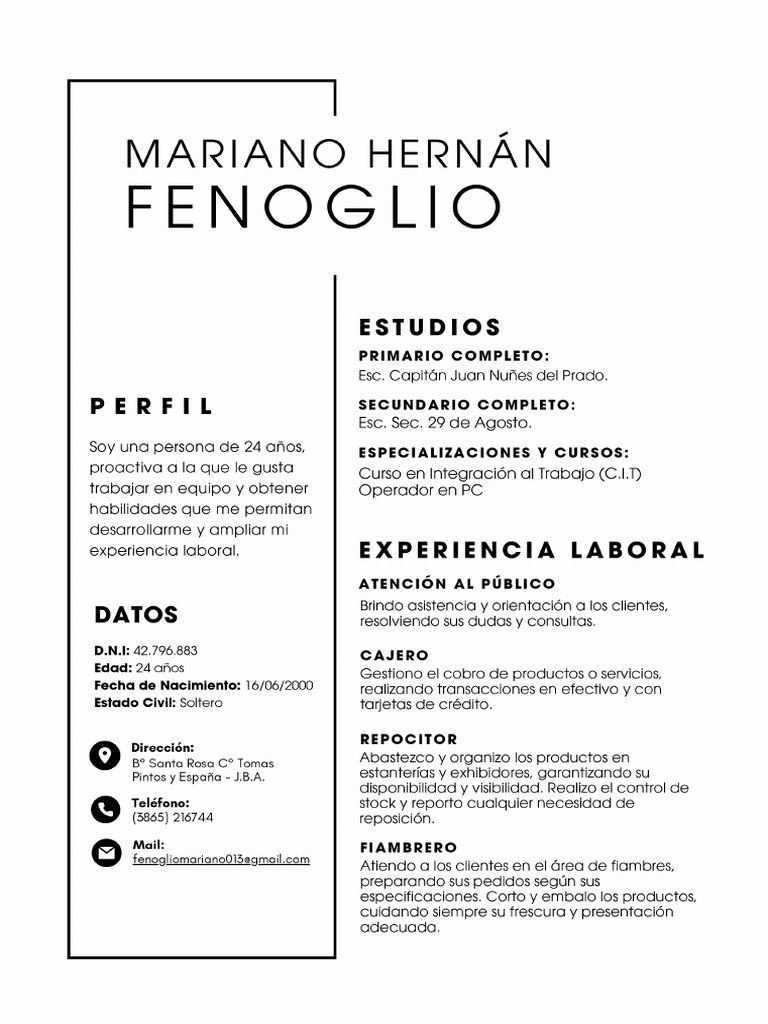 Curriculum Mariano 01 | PDF