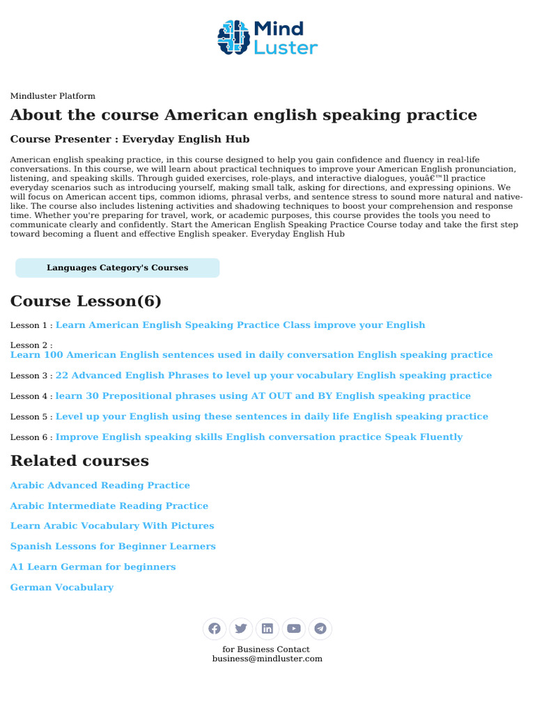 American English Speaking Practice Course | PDF
