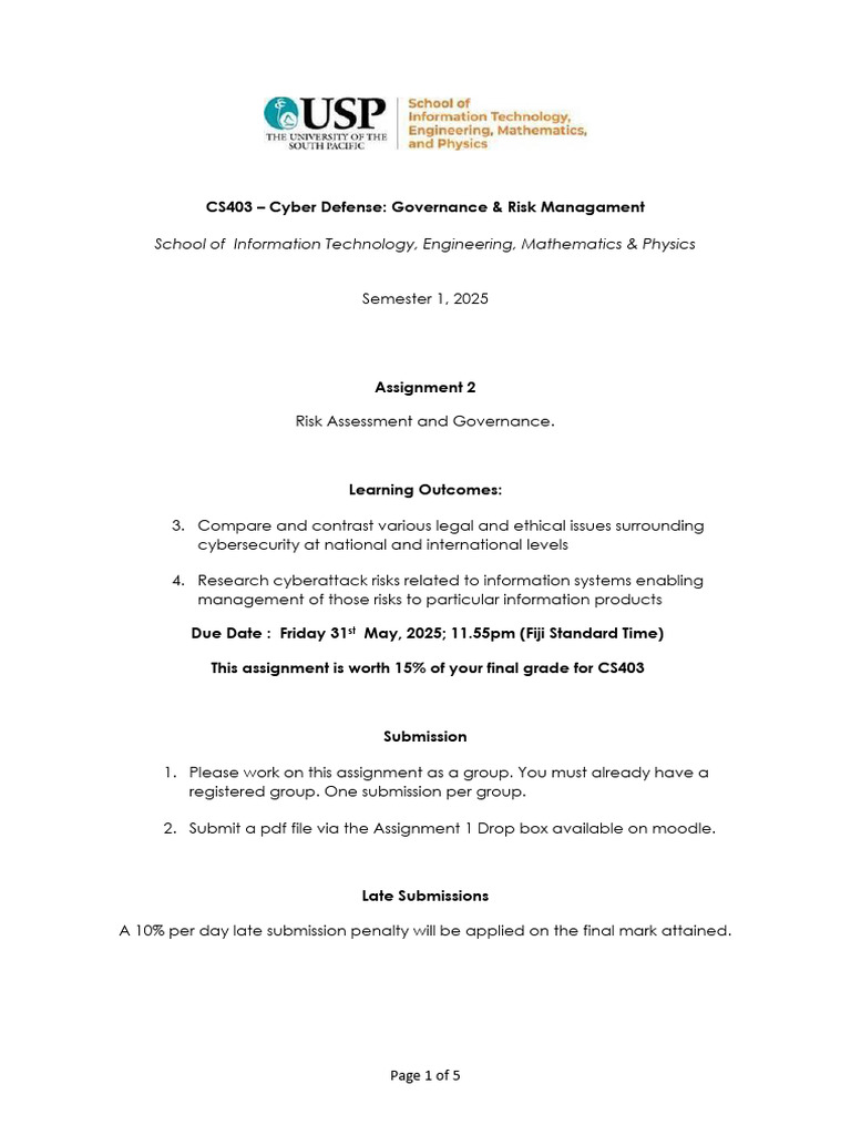 2025 Cs403 Assignment 2 Pdf Computer Security Security 3512