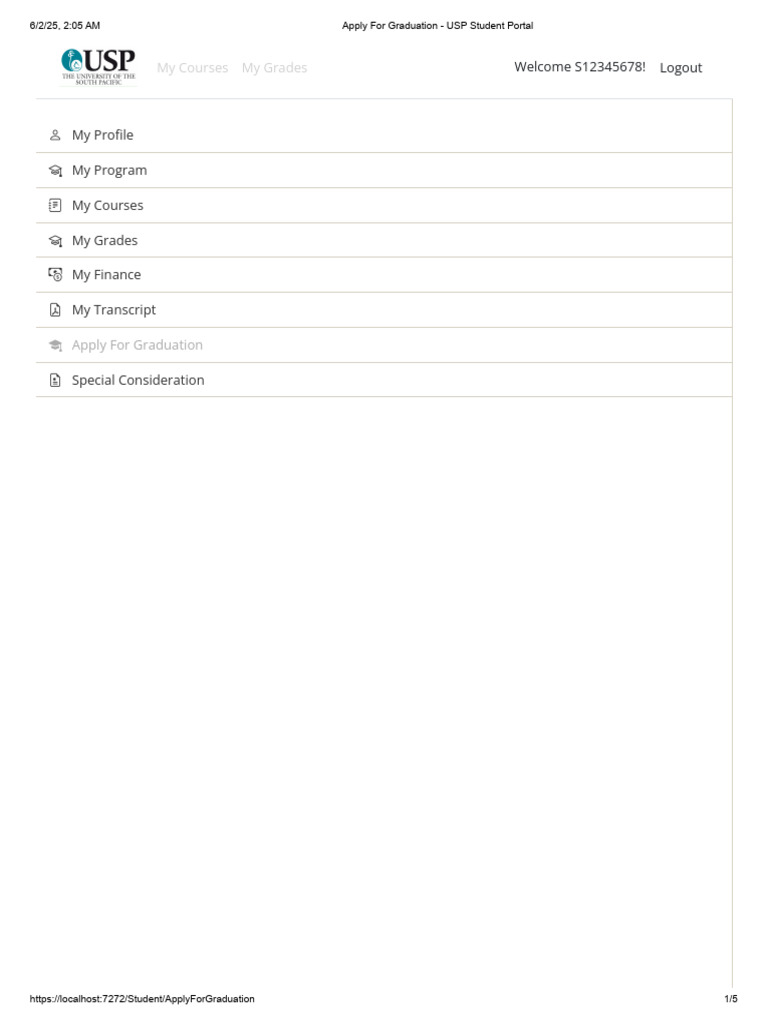 USP Graduation Application Guide | PDF