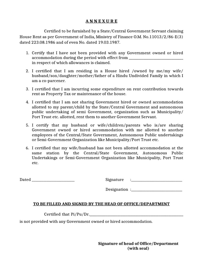 HRA Application Certification Form | PDF