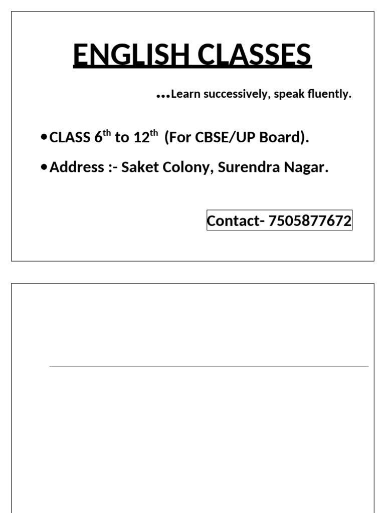 English Classes for CBSE/UP Board | PDF