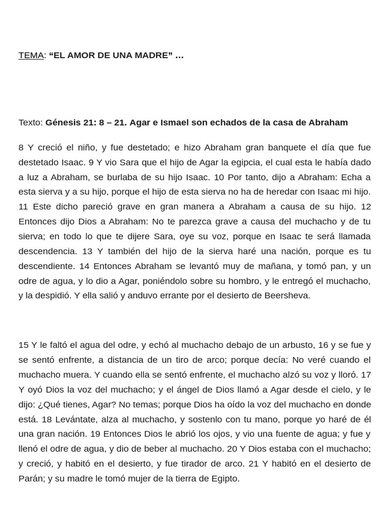 Bosquejo Mama | PDF | Ismael | Sarah