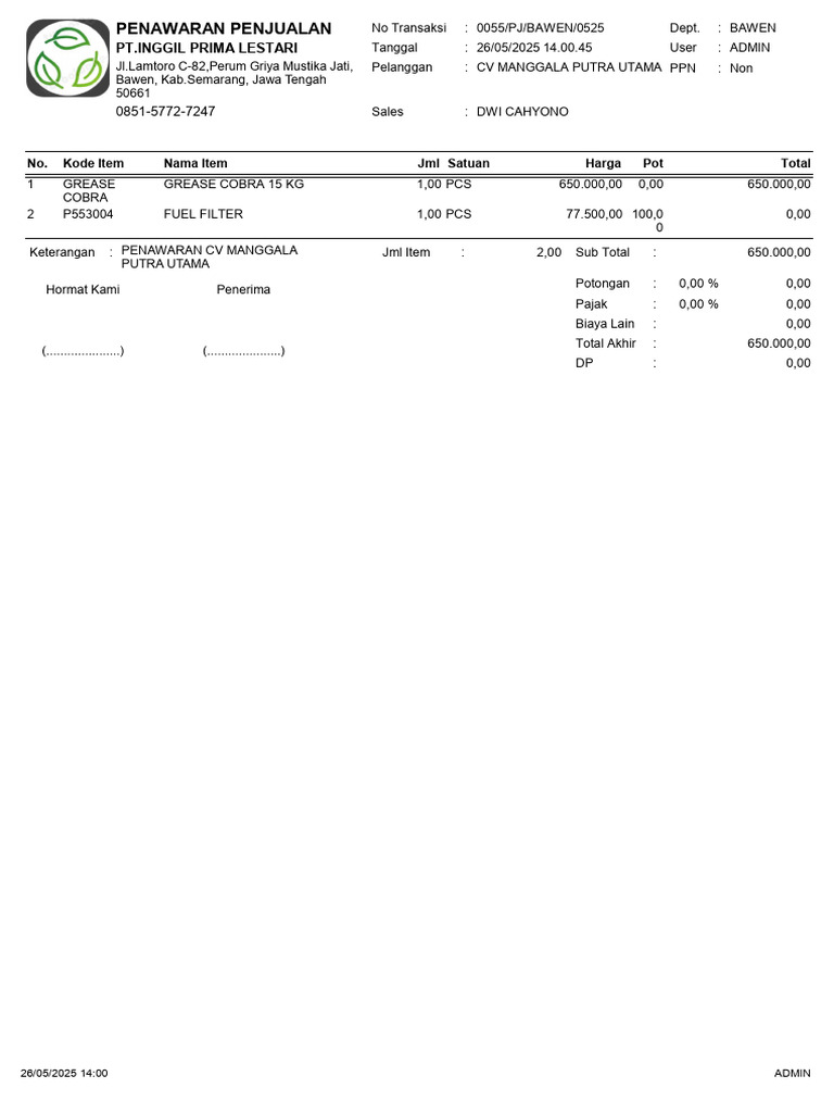 Penawaran CV Mpu | PDF