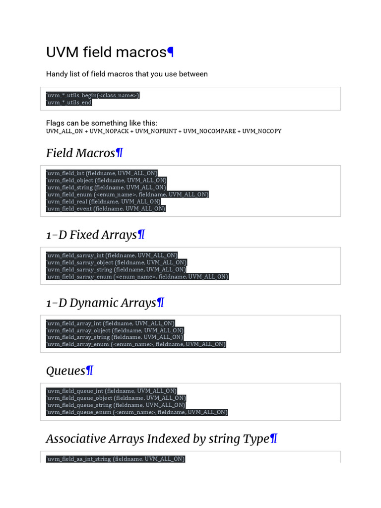 UVM Field Macros | PDF