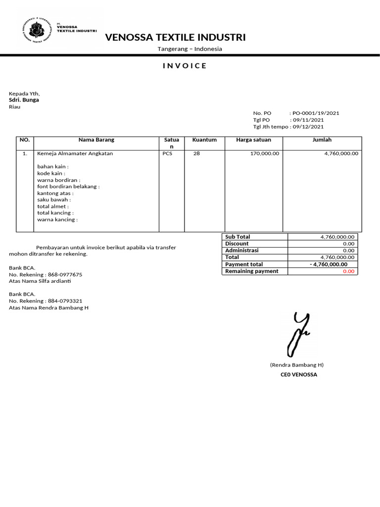 Invoice Riau Lunas | PDF
