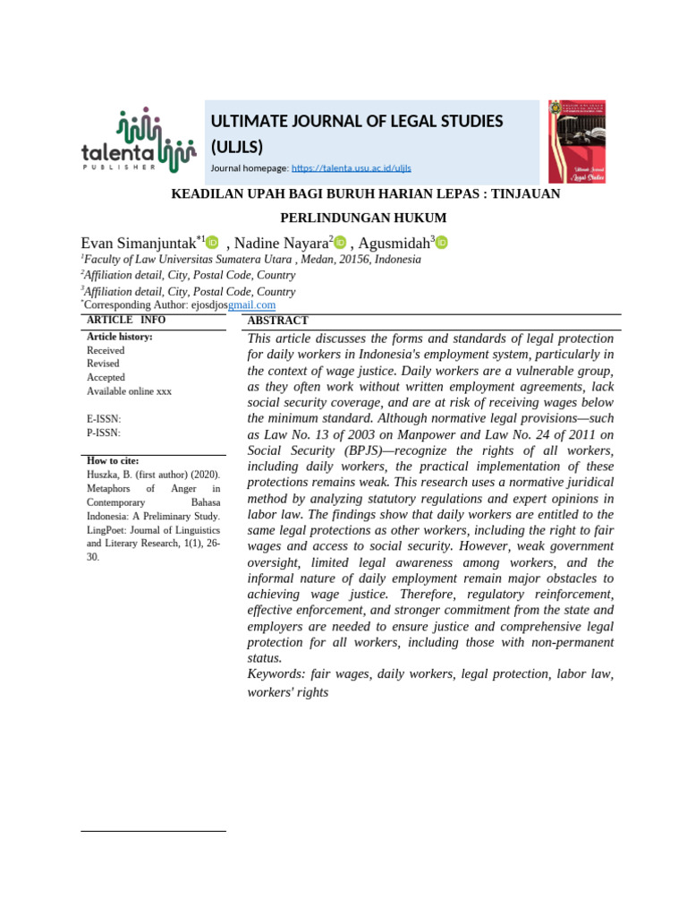Keadilan Upah untuk Buruh Harian Lepas | PDF