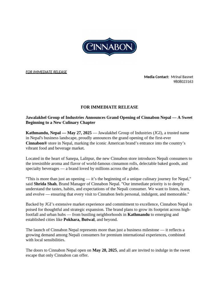Cinnabon Nepal PR V2 | PDF