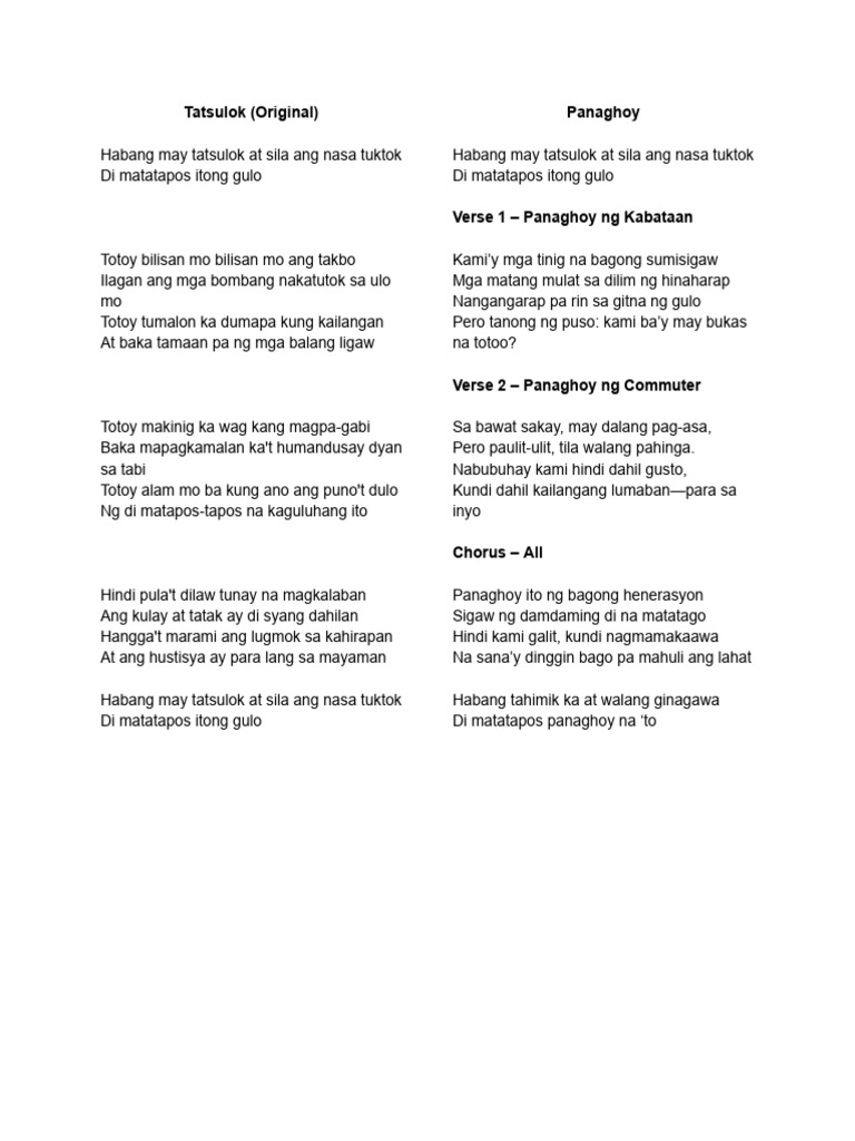 Panaghoy Finale Song | PDF