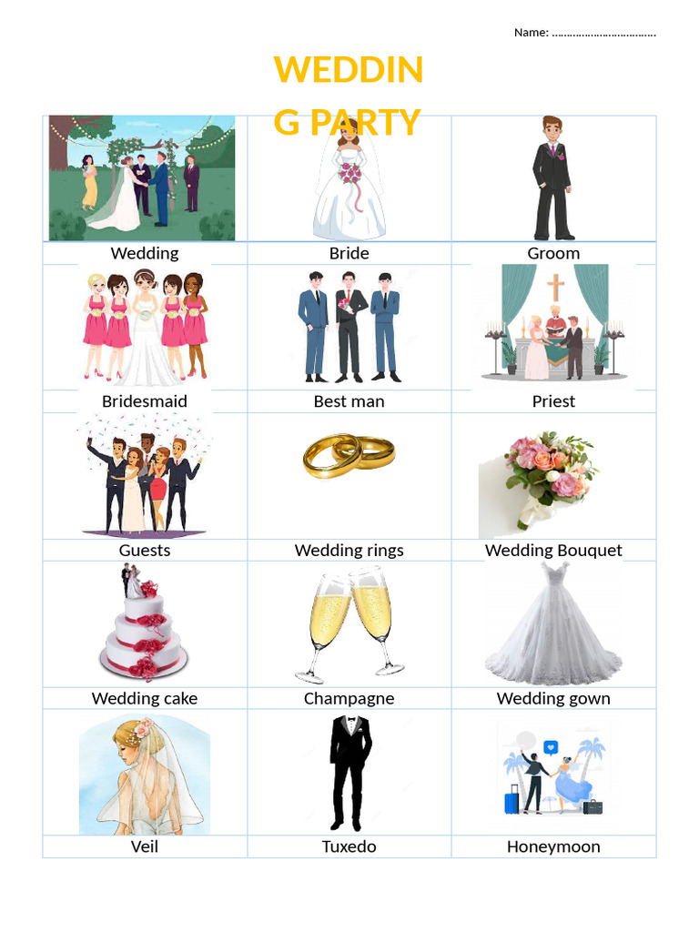 Wedding Vocabulary F2 | PDF