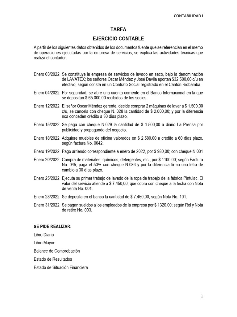 Deber Ejercicio Contable | PDF | Contabilidad | Bancos