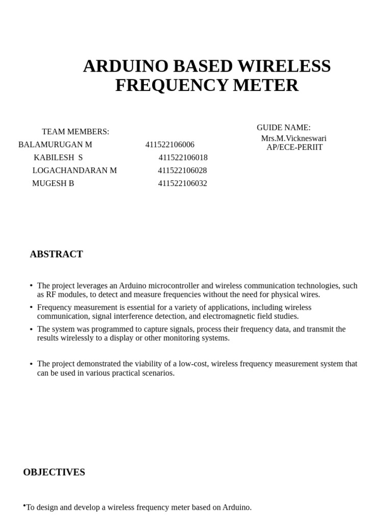 ARDUINO BASED WIRELESS FREQUENCY METER (Wireless Communication) | PDF | Wireless | Arduino