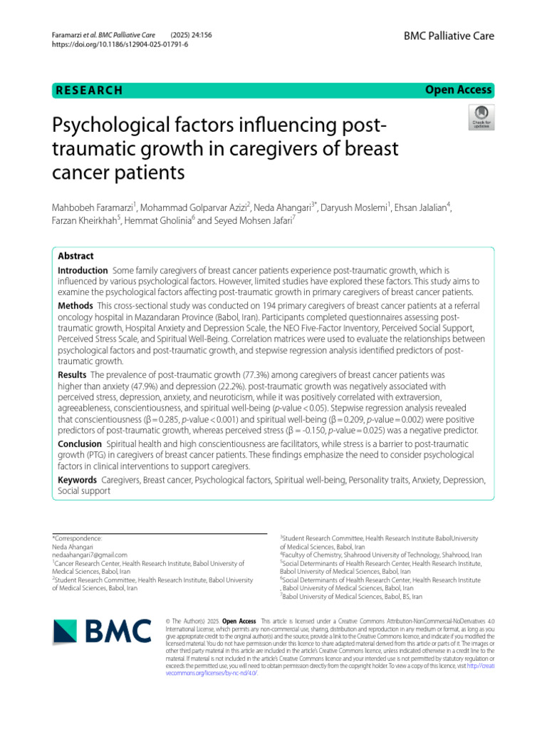 Psychological Factors in Caregiver Growth | PDF | Social Support ...