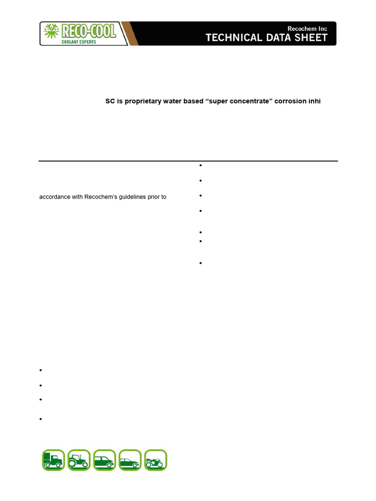 Reco-Cool OAT-10XSC Coolant Guide | PDF | Materials | Chemical Substances