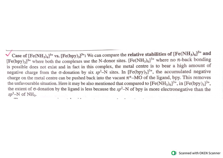 (Fe (NH3) 6) 3+ Vs (Fe (Bpy) 3) 3+ | PDF