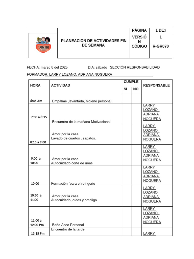 Actividad Del Fin de Semana 8m | PDF