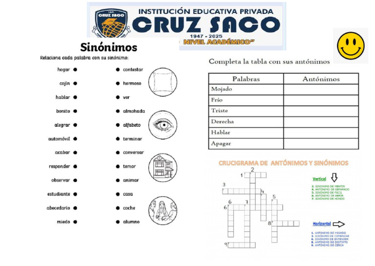 Sinónimos y Antónimos para Tercer Grado | PDF