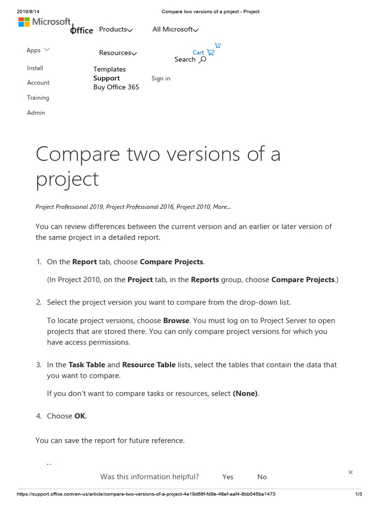 Compare Two Versions of A Project - Project | PDF | Microsoft | Windows 10